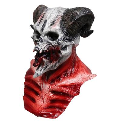 China Baphomet Krampus Demon Skeleton Latex Mask Adult Size Scary Halloween Costume for sale