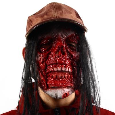 China Halloween Scary Mask Bloody Burnt Man 28x40cm Latex Adult Face Mask Nightmare Evil for sale
