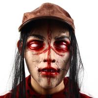 China Halloween Scary Latex Mask with Long Hair and Hat Adult Size EN71 Certified for sale