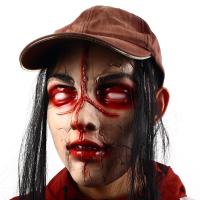 China Halloween Scary Latex Mask with Long Hair and Hat Adult Size EN71 Certified for sale