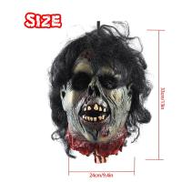 China 33cm Realistic Zombie Halloween Mask Bloody Latex Horror Haunted House Prop Adult Size for sale