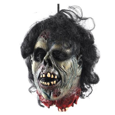 China 33cm Realistic Zombie Halloween Mask Bloody Latex Horror Haunted House Prop Adult Size for sale