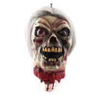 China Realistic Zombie Head Haunted House Prop 33cm Latex Horror Halloween Decoration for sale
