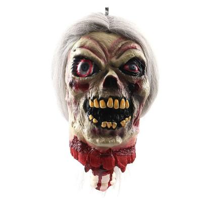 China Realistic Zombie Head Haunted House Prop 33cm Latex Horror Halloween Decoration for sale
