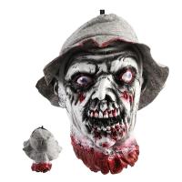 China Realistic Zombie Head Halloween Mask 100% Natural Latex Adult Size for Haunted House Party for sale