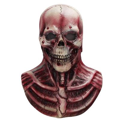 China Bloody Skull Zombie Latex Mask Halloween Full Head Adult Cosplay Creepy Props 100% Natural Rubber for sale