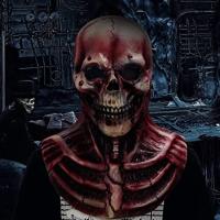China Bloody Skull Zombie Latex Mask Halloween Full Head Adult Cosplay Creepy Props 100% Natural Rubber for sale