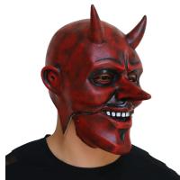 China Moving Mouth Red Devil Mask Rubber Latex With Two Demon Horns for sale