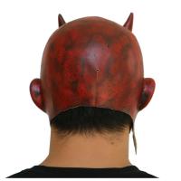 China Moving Mouth Red Devil Mask Rubber Latex With Two Demon Horns for sale
