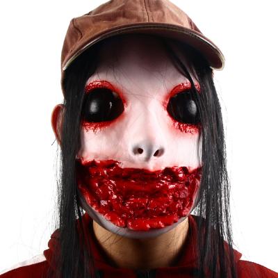 China Half Face Halloween Scary Latex Mask Burnt Face Bloody Party Masquerade Adult Size 100 Natural Rubber for sale