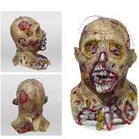 China Halloween Zombie Horror Mask Realistic Latex Half Face Scary Cosplay Prop Adult Size for sale