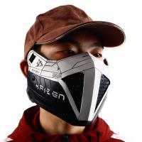 China Tokyo Ghoul Tatara Handmade White Half Face Resin Mask Halloween Costume Warrior Soldiers Props Adult Size for sale