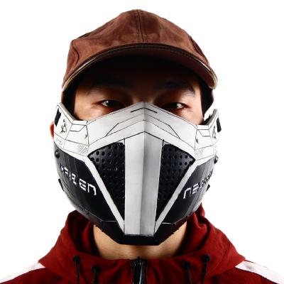 China Tokyo Ghoul Tatara Handmade White Half Face Resin Mask Halloween Costume Warrior Soldiers Props Adult Size for sale
