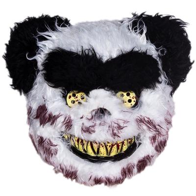China Halloween Full Face Plush Bear Latex Mask 22x35cm Adult Size Handmade for sale