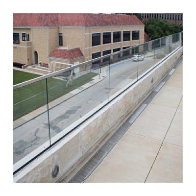 China 15mm u channel frameless glass railing roof terrace railings for sale