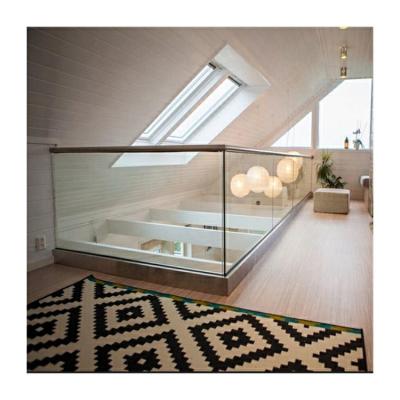 China Aluminium u profile channel tempered glass banister patio stairs with railing for sale