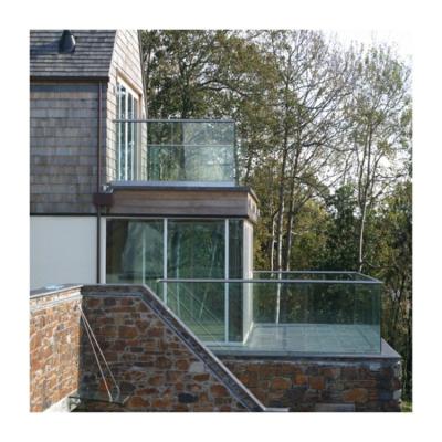 China Anodized aluminum u channel frameless glass balustrade system veranda porch railings for sale