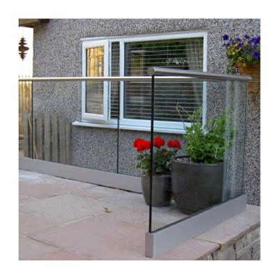 China Aluminum Stair Railing Balcony Top Mounted Aluminum U Channel Tempered Glass Frameless Railing for sale