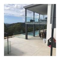 China Outdoor SGCC standard frame less tempered glass balcony railing with 12mm clear railing glass for sale