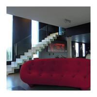 China Outdoor modern house roof staircase terrace deck balcony polish stainless steel glass railing standoff for sale