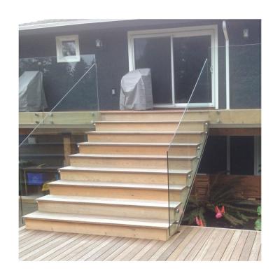 China Stairs Standoff Glass Railing With 12 Tempered Glass And Patch Fitting for sale