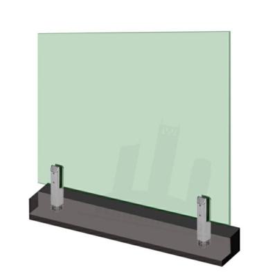 China Modern floor mounted balustrade mental steel glass railing black spigots for sale