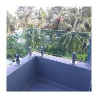 China Modern floor mounted balustrade mental steel glass railing black spigots for sale