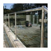 China Blue glass banister aircraft cable deck railing stainless post railings with glass panels for sale