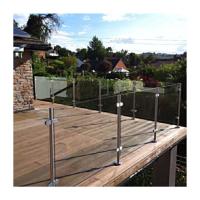 China Blue glass banister aircraft cable deck railing stainless post railings with glass panels for sale