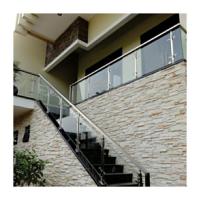 China EN2190 glass fencing horizontal wood porch railing stainless steel staircase railing with glass for sale
