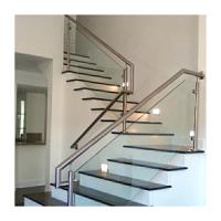 China Anti slip glass fencing simple outdoor stair railing tempered glass balustrade for sale