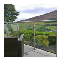 China Multilayer glass fence curved stainless post deck railing decking with glass panel railings for sale