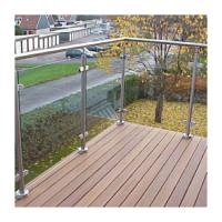 China Multilayer glass fence curved stainless post deck railing decking with glass panel railings for sale
