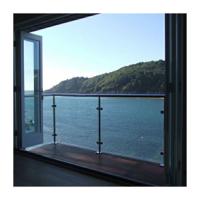 China Multilayer glass fence curved stainless post deck railing decking with glass panel railings for sale