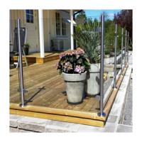 China Multilayer glass fence curved stainless post deck railing decking with glass panel railings for sale