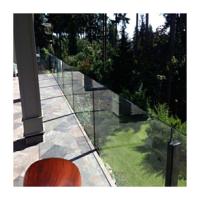 China Low iron glass banister black rod iron porch railing prices for sale