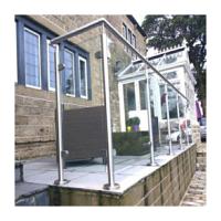 China Low iron glass banister black rod iron porch railing prices for sale