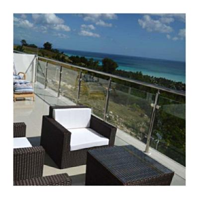 China EN 12150 glass railings metal roofing fence aluminium glass railing for sale