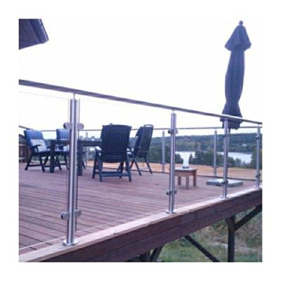 China Double layer glass balustrades grey deck with white railing panel railing system for sale