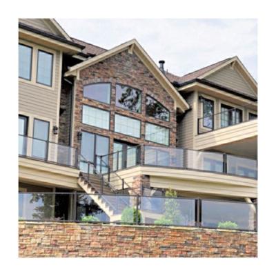 China Double laye glass fencing metal hand railing for porch tempered glass railing cost for sale