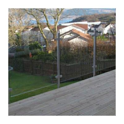 China Double layer glass handrail round stainless post deck balusters ss railing glass for sale