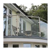 China Double layer glass handrail round stainless post deck balusters ss railing glass for sale
