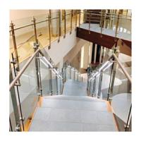 China Laminated glass railings metal deck stair railing wood and glass balustrade for sale