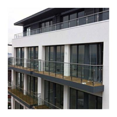 China Safety glass guardrail black metal balcony railing unique glass fencing for sale