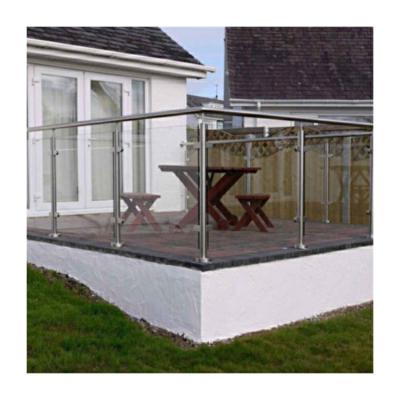 China Grey glass banister brown composite deck railing tempered glass deck railing cost for sale