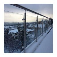 China Blue tinted glass banister roof deck railing design stainless post and glass railing for sale