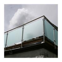 China Blue tinted glass banister roof deck railing design stainless post and glass railing for sale