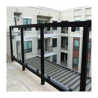 China Blue tinted glass banister roof deck railing design stainless post and glass railing for sale