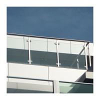 China Blue tinted glass banister roof deck railing design stainless post and glass railing for sale