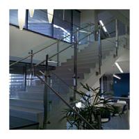 China Ultra white glass handrail exterior stair handrails balustrade top rail for sale